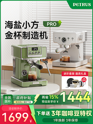 Petrus/柏翠PE3828GR覆古绿PRO意式咖啡机半自动小型家用海盐小方