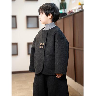 羊毛儿童男童套装两件套羊绒外套
