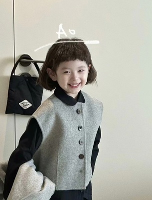 纯羊毛春秋款毛呢马甲女童男童宝宝秋冬款初秋儿童小公主背心坎肩