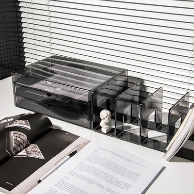 简约办公室桌面文具置物架资料整理箱化妆品首饰防尘抽屉式收纳盒