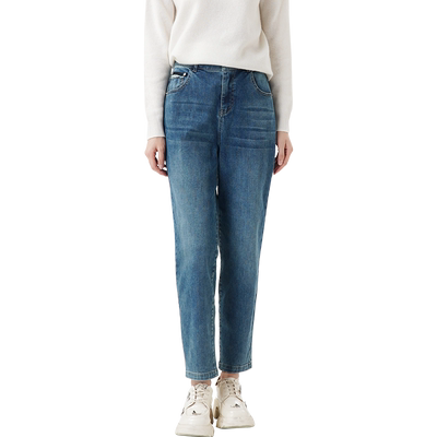 WEWE唯唯长裤简约自然腰牛仔裤