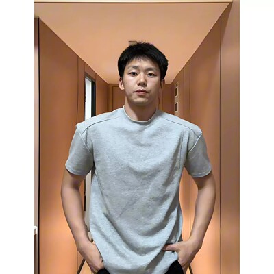 浅灰重磅boxy拼接短袖T恤男款