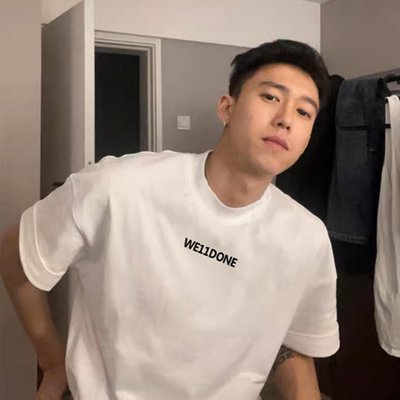 重磅320克WE11DONE字母短袖男士WELLDONE半袖T恤美式情侣潮牌宽松
