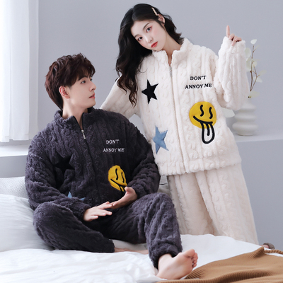 情侣珊瑚绒情侣法兰绒加厚睡衣