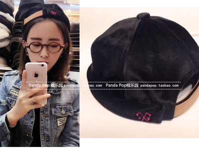 rapper最爱韩国正品秋冬款潮范儿丝绒帽子无沿帽瓜皮帽男女潮包邮