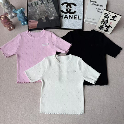 短袖女百搭高级感花边减龄上衣