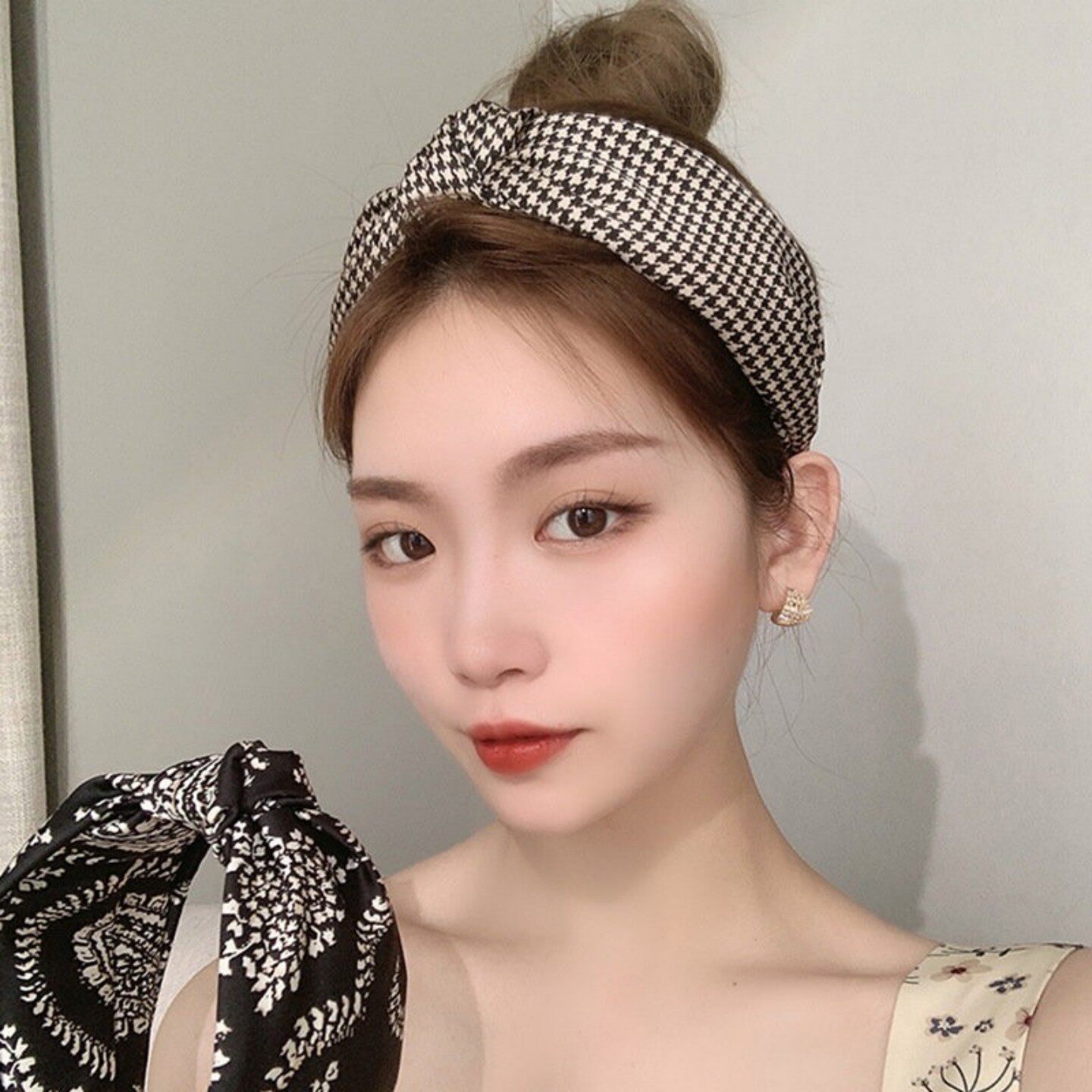 新款千鸟格发卡发箍网红碎发头箍女洗脸束发带高级感气质简约头饰