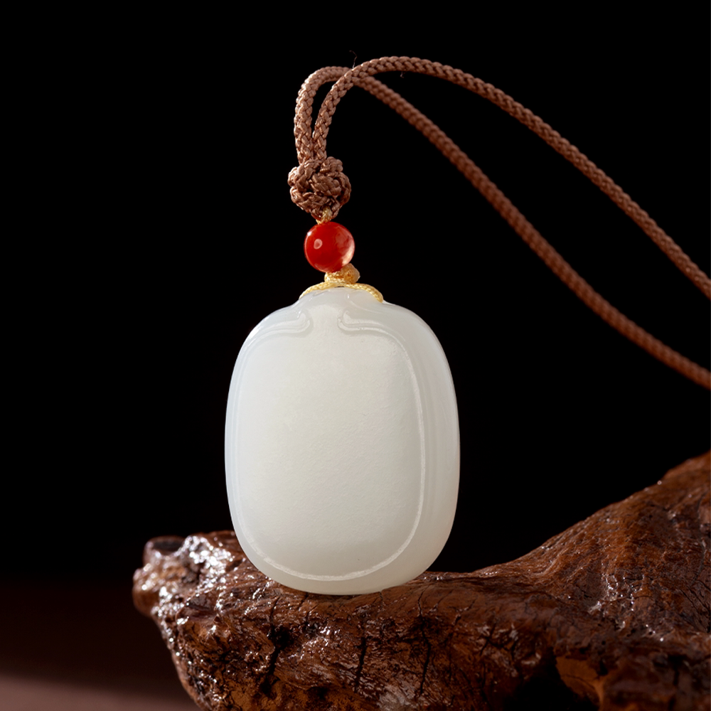 HERS JADE/翠佛堂天然和田玉白月光平安牌吊坠