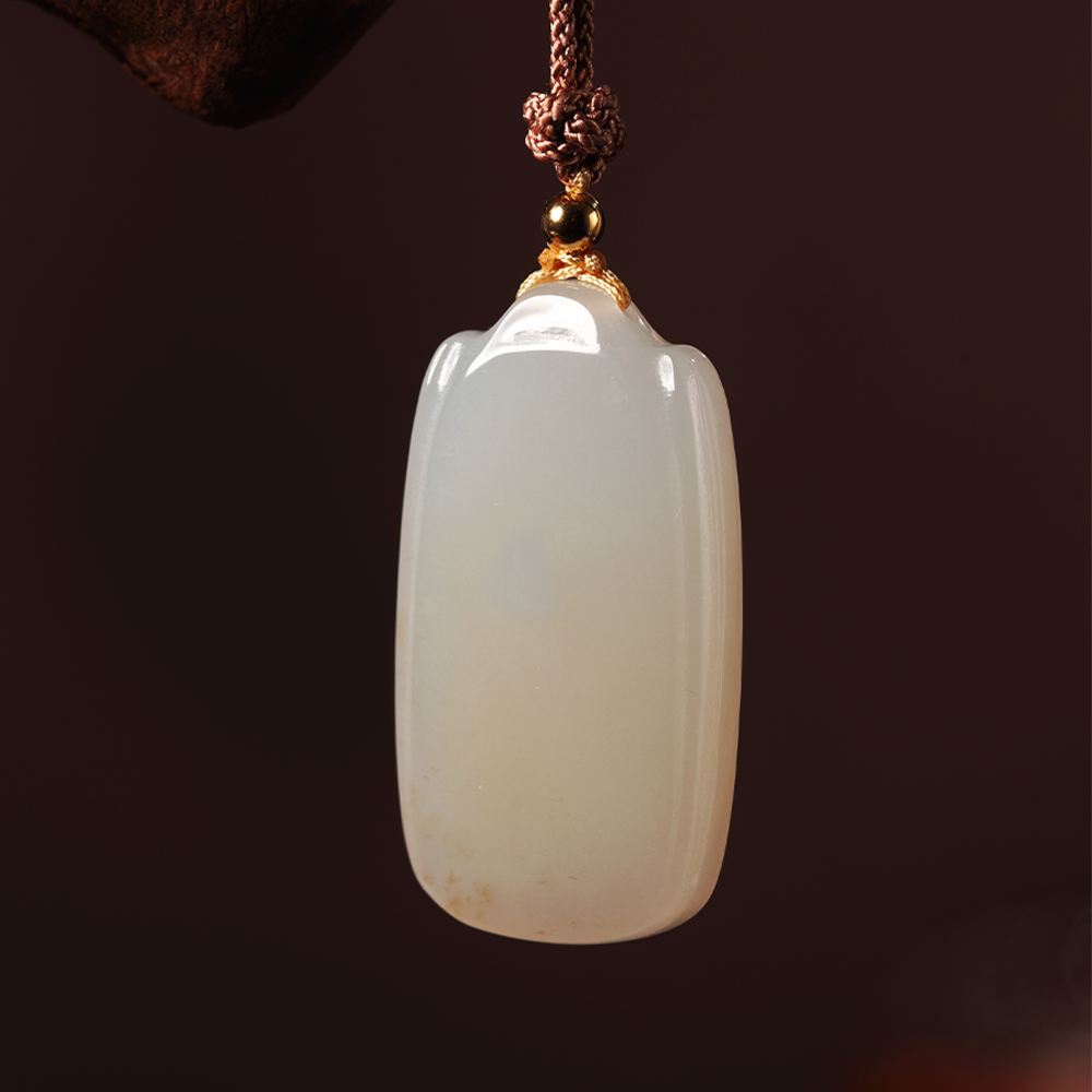 HERS JADE/翠佛堂天然和田玉白月光平安牌吊坠
