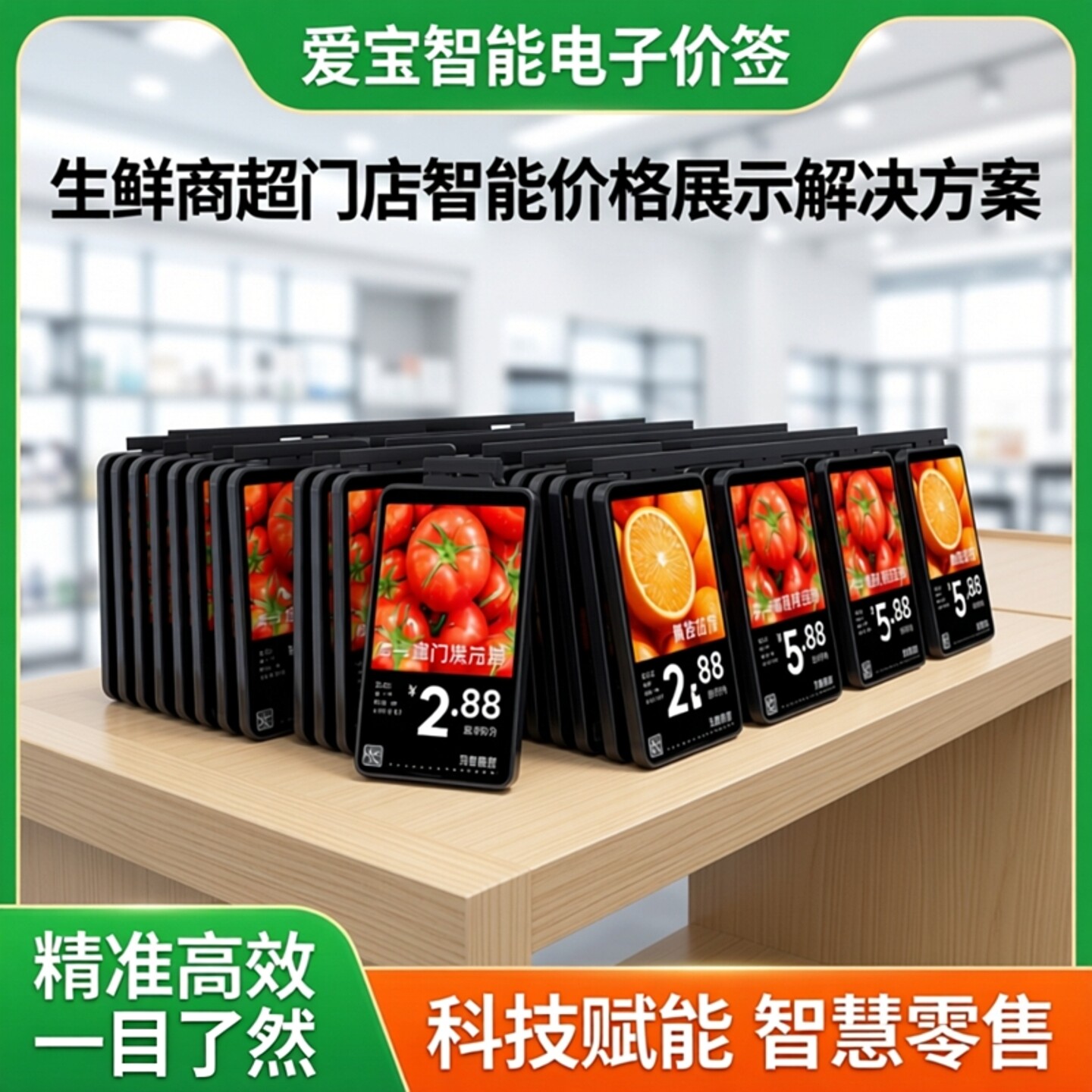 爱宝智能电子价签价格显示屏生鲜商超门店超市海鲜水果蔬菜店展会活动展示价格牌电子货架标签广告彩屏LCD