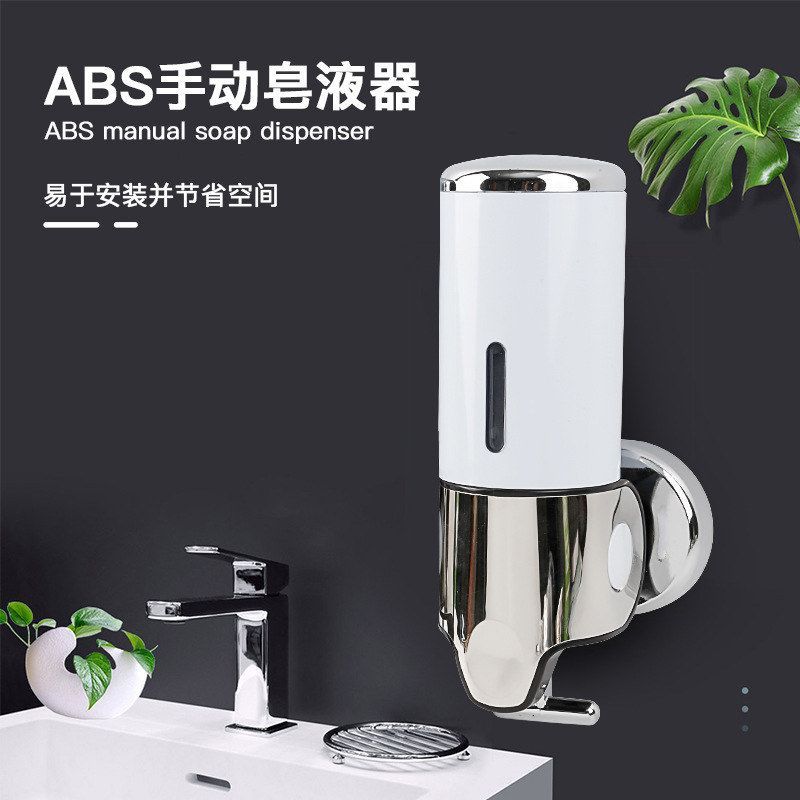 厂家304不锈钢手动皂液器酒店宾馆沐浴洗发壁挂给皂盒双头皂液器