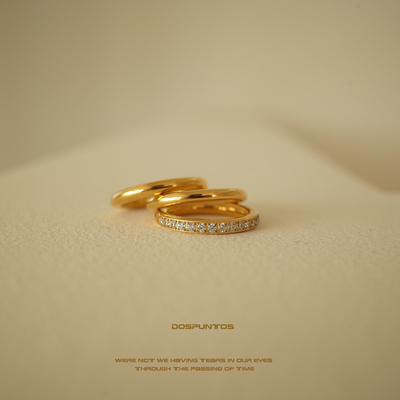 DosPuntos钛钢复古三圈叠戴戒指