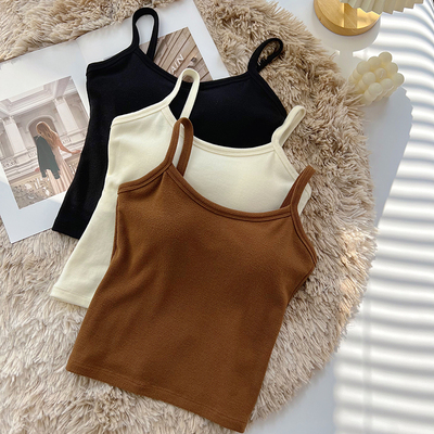 秋冬一体细带美背背心保暖防走光