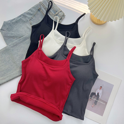 小吊带磨毛方领保暖小背心