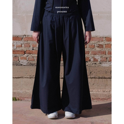 【现货】丹麦Baserange Avi Pants Dama Navy 柞蚕丝 羊毛 休闲裤