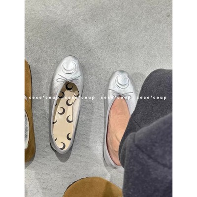 月亮蝴蝶结平底浅口单鞋