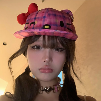 辣妹风恶搞Kitty猫四季款鸭舌帽