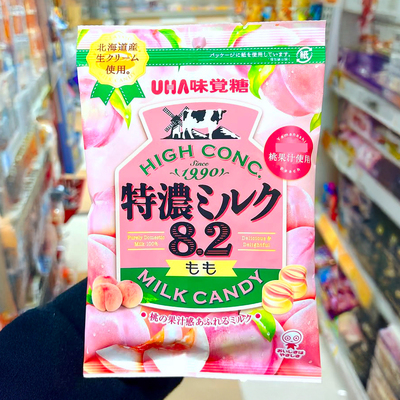 日本新品零食 桃子限定 UHA味觉糖特浓8.2水蜜桃牛奶糖硬糖70g