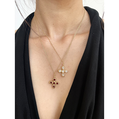 复古辣妹风叠戴十字架项链