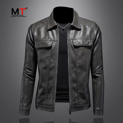 高级感皮衣外套男士秋冬季2025新款加绒加厚机车服修身皮夹克男款