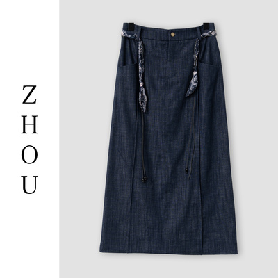 （周哥甄选）牛仔蓝半身裙-30523