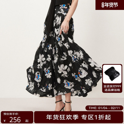 【商场同款】HPLY荷比俪秋季新款女法式文艺感印花蓬蓬裙