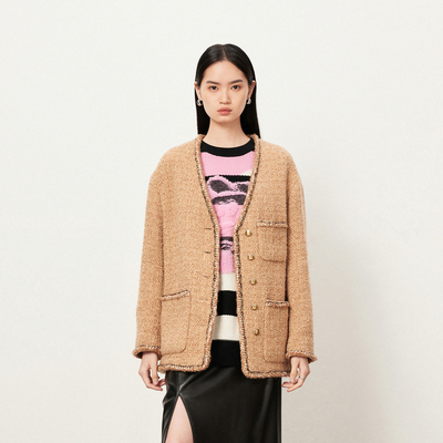 【商场同款】HPLY荷比俪冬季新款圈纱驼色大衣HMD42500092