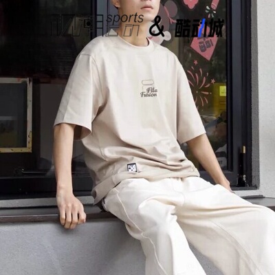 斐乐WORKWEAR羽毛灰美式印花T恤