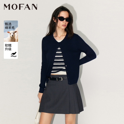 MOFAN摩凡秋新款深藏青毛针织衫
