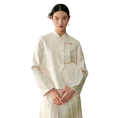 【商场同款】MOFAN新中式盘扣设计感上衣女夏款粉色休闲外套