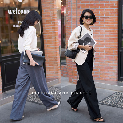 大象和长颈鹿 日本进口TR面料阔腿裤休闲裤干爽有型一整夏 604107