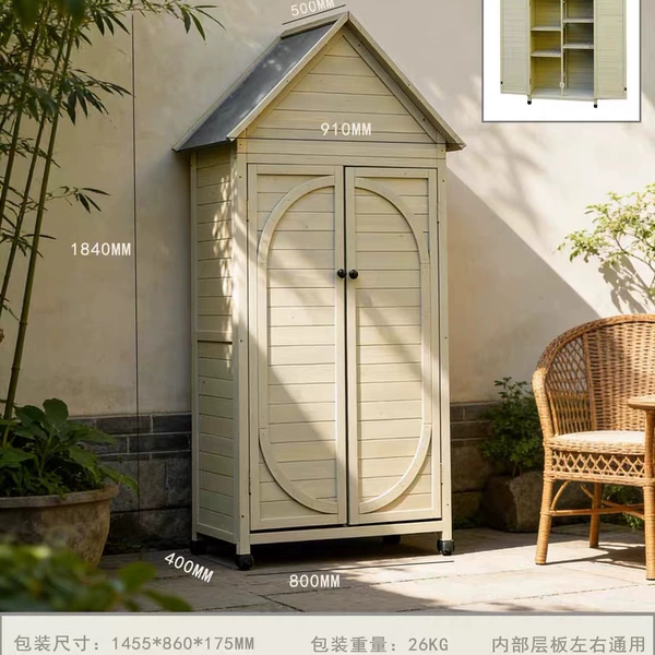 花园木屋别墅花园户外庭院餐厅收纳柜防雨防晒工具房防腐木储物柜