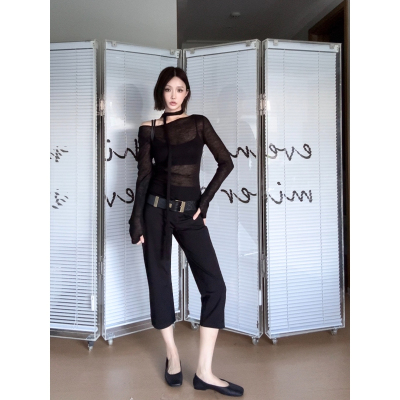 IAMCPLUS 2026AW 弹力显瘦直筒九分卡普里裤