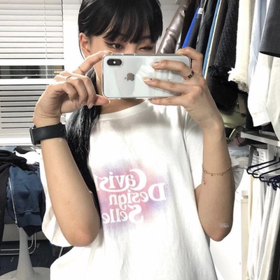 凡他姨渐变晕染直喷数码印花T恤