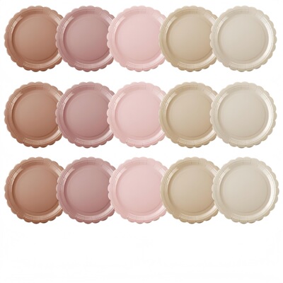 棕粉色系派对用品花边纸盘纸巾 Mix Paper Plates Party Supplies