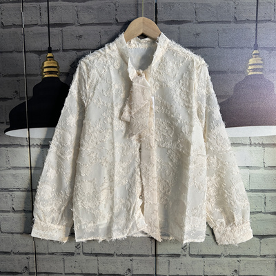 高货原单提花立体衬衫秋季有内衬衬衫女D701