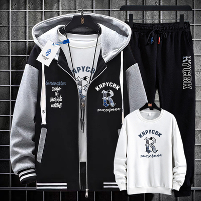 棒球服男套装外套2024秋冬厚ins