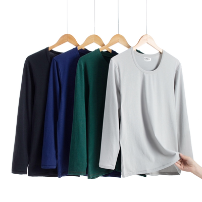 GMW保暖精梳棉圆领V领简约风秋衣