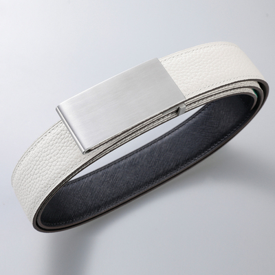 不锈钢皮带男士真皮平滑扣裤腰带
