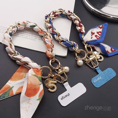 小香风丝巾手机链挂绳时尚手腕绳