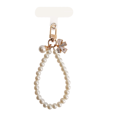 手机挂绳镶钻蝴蝶结珍珠手链