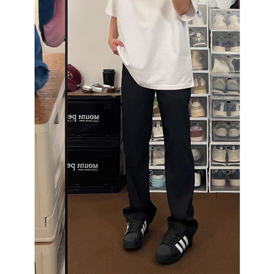 cleanfit白色微喇牛仔裤男春