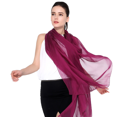 桑蚕丝纯色两用长款雪纺围巾披肩