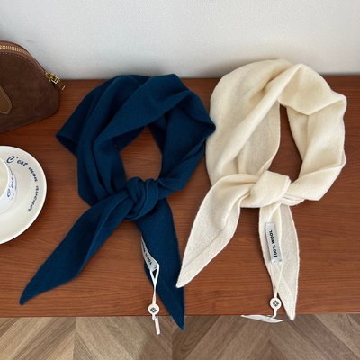 复古海蓝色100%羊毛三角巾女披肩