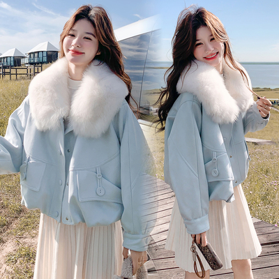 大货 7327 90羽绒内胆环保大毛领外套P275控418