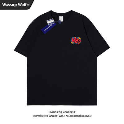 wassupwolf重磅纯棉短袖