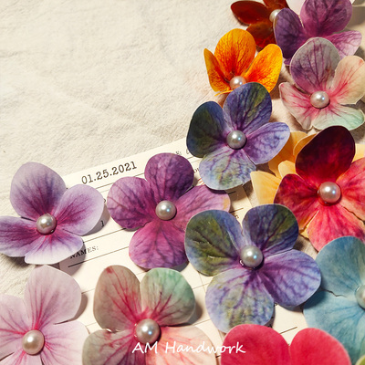 珍珠绣球花瓣渐变混色花花junkjournal艺术垃圾杂志复古手账装饰