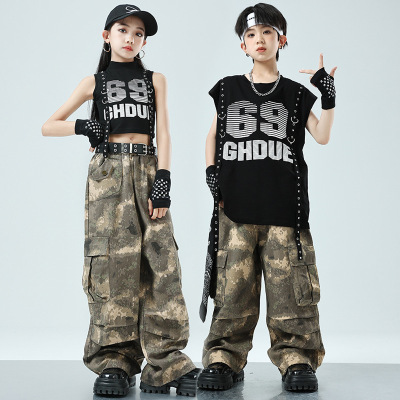 街舞儿童潮服少儿hiphop炸街酷帅嘻哈走秀套装男童潮爵士舞