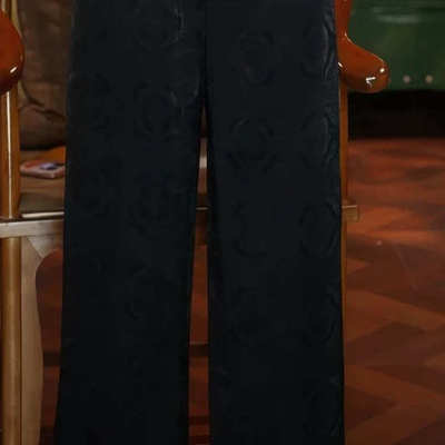秋季（长裤）黑色中国风九分裤休闲裤阔腿裤秋冬唐装透气H