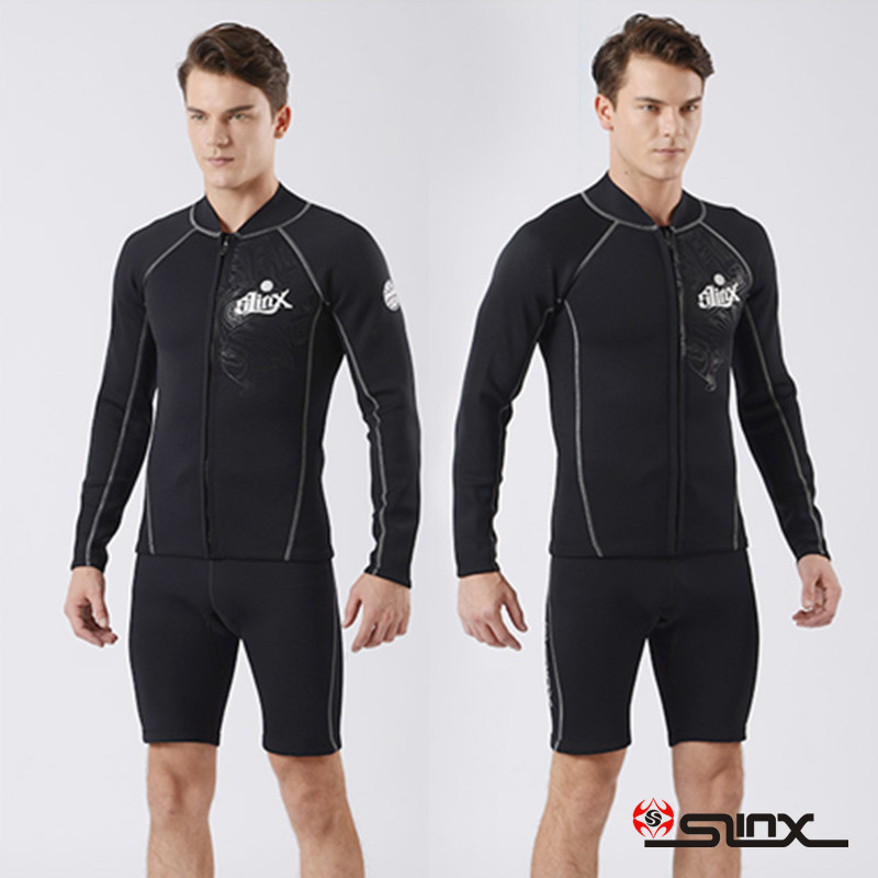 SLINX新款3mm加厚潜水服潜水夹克防晒保暖冬泳衣长袖分体浮潜衣服
